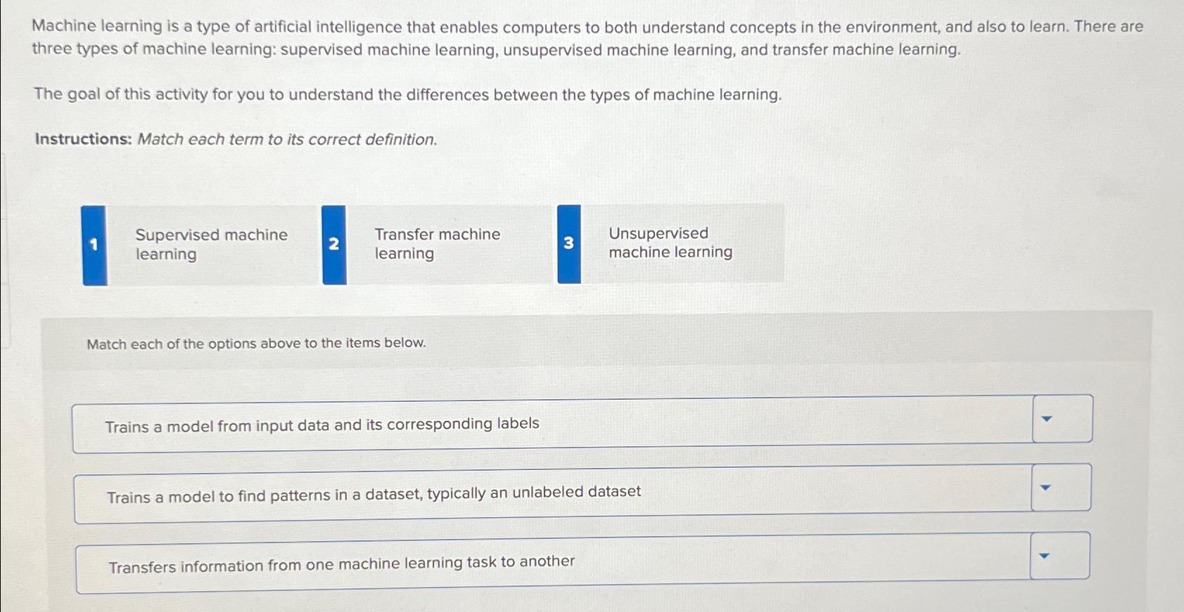 Solved Machine learning is a type of artificial intelligence | Chegg.com