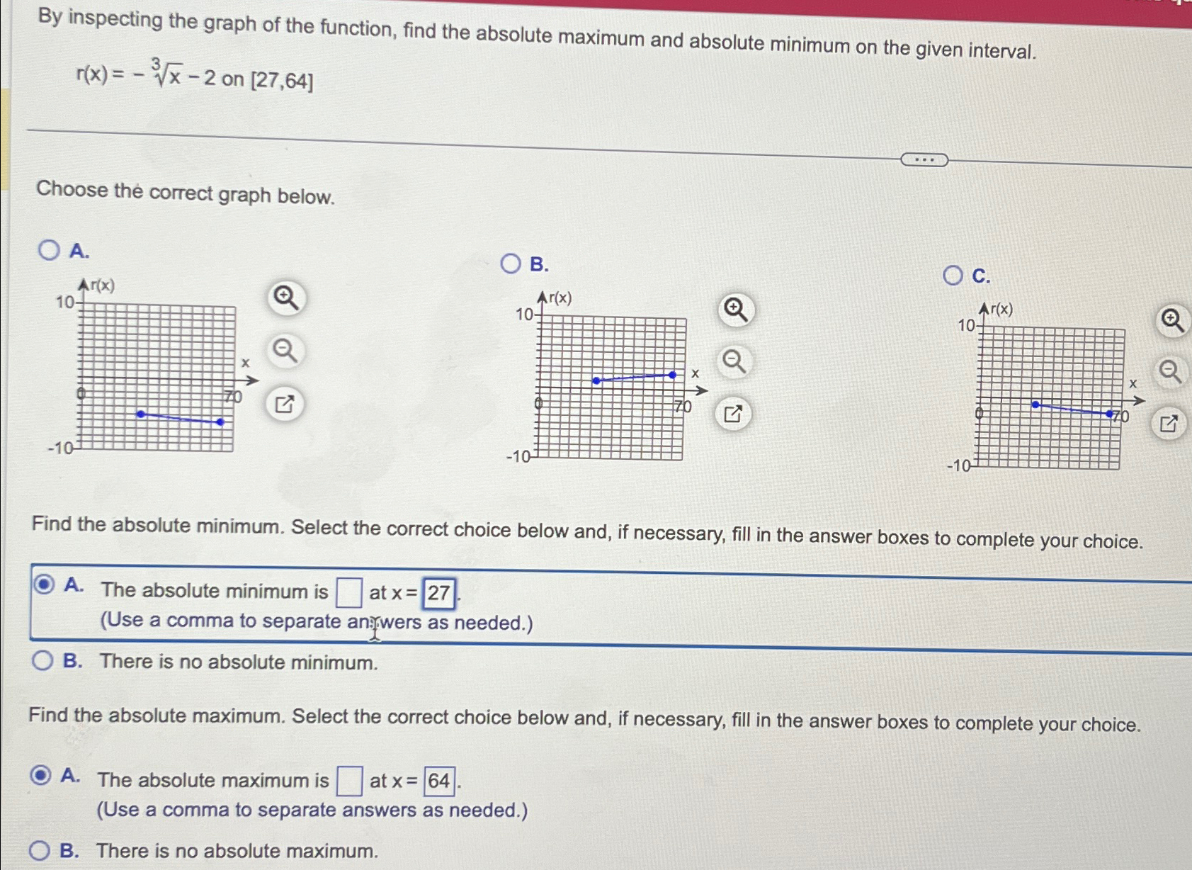 Solved By inspecting the graph of the function, find the | Chegg.com