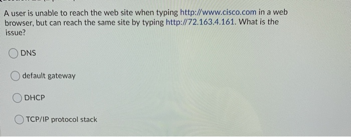 Solved A user is unable to reach the web site when typing | Chegg.com