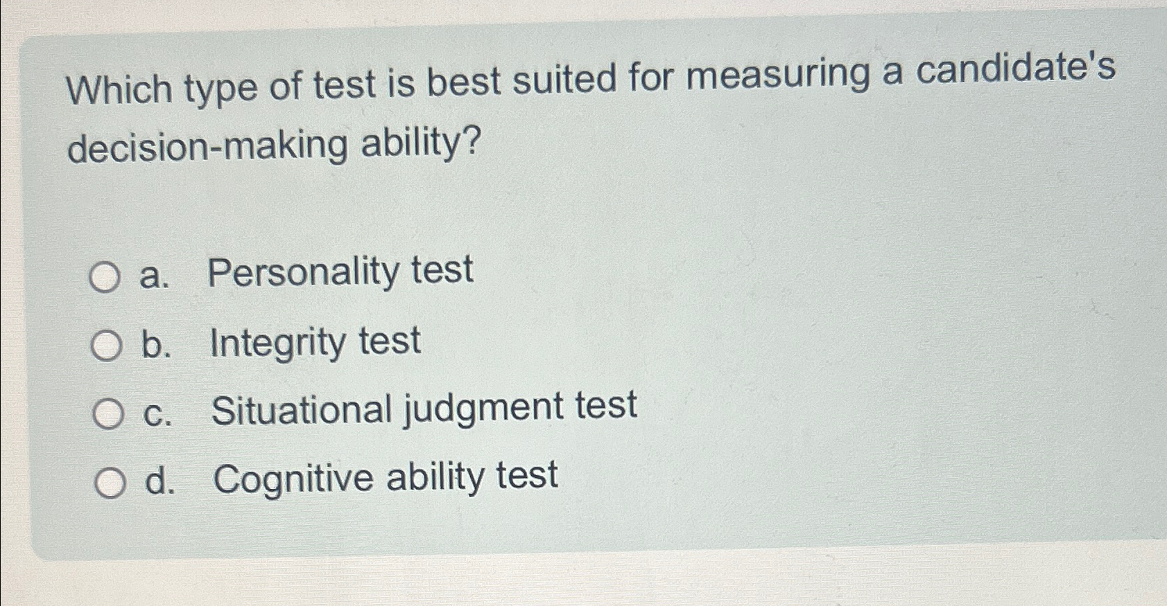Solved Which type of test is best suited for measuring a | Chegg.com