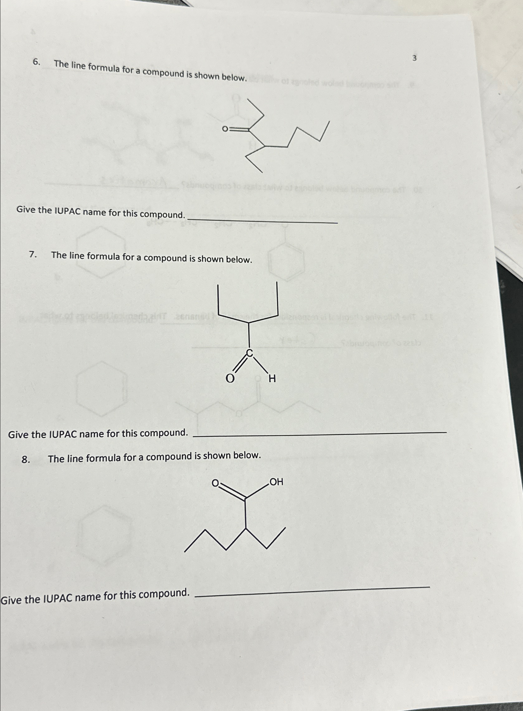 Solved 36. ﻿The line formula for a compound is shown | Chegg.com