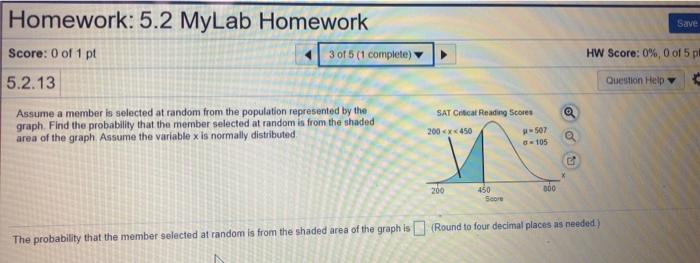 Solved Homework: 5.2 MyLab Homework Save Score: 0 of 1 pt 3 | Chegg.com