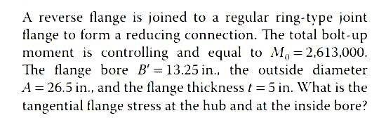 Solved A reverse flange is joined to a regular ring-type | Chegg.com