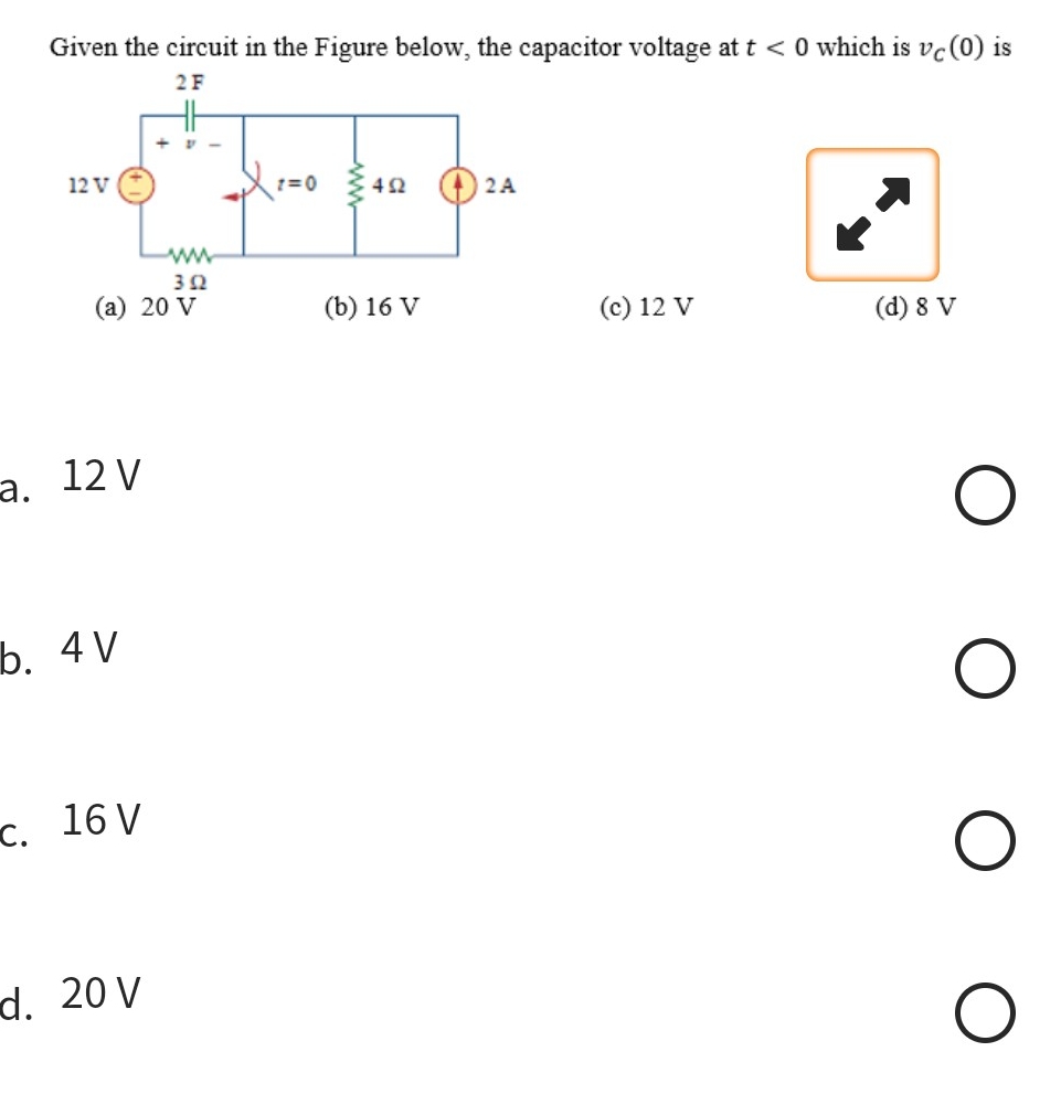 Solved Given the circuit in the Figure below, the capacitor | Chegg.com