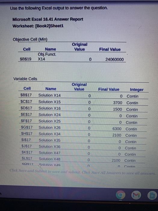 Use the following Excel output to answer the | Chegg.com