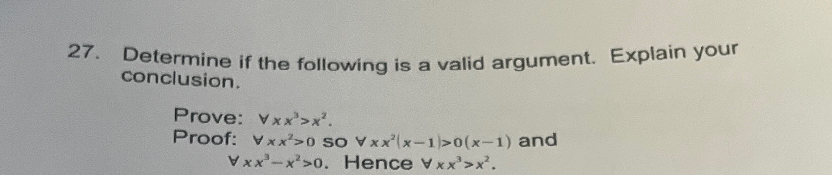 Solved Determine if the following is a valid argument. | Chegg.com