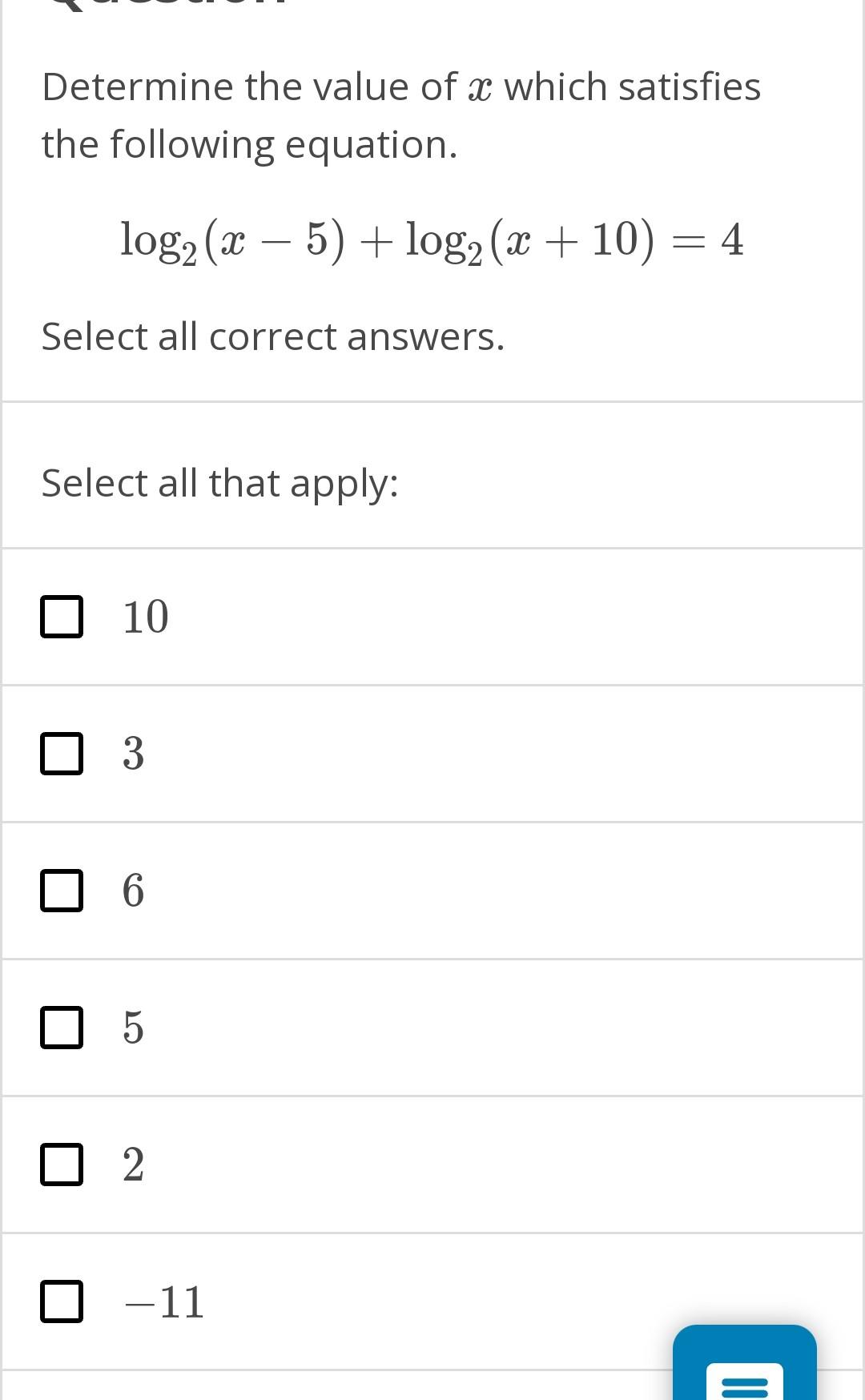 Solved Determine the value of x which satisfies the | Chegg.com