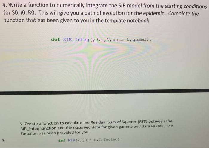 4 Write A Function To Numerically Integrate The Sir 