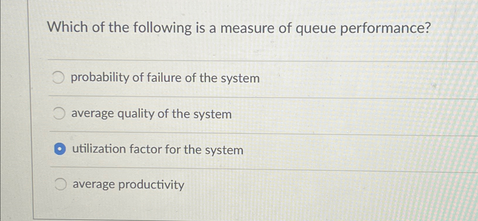 Solved Which of the following is a measure of queue | Chegg.com
