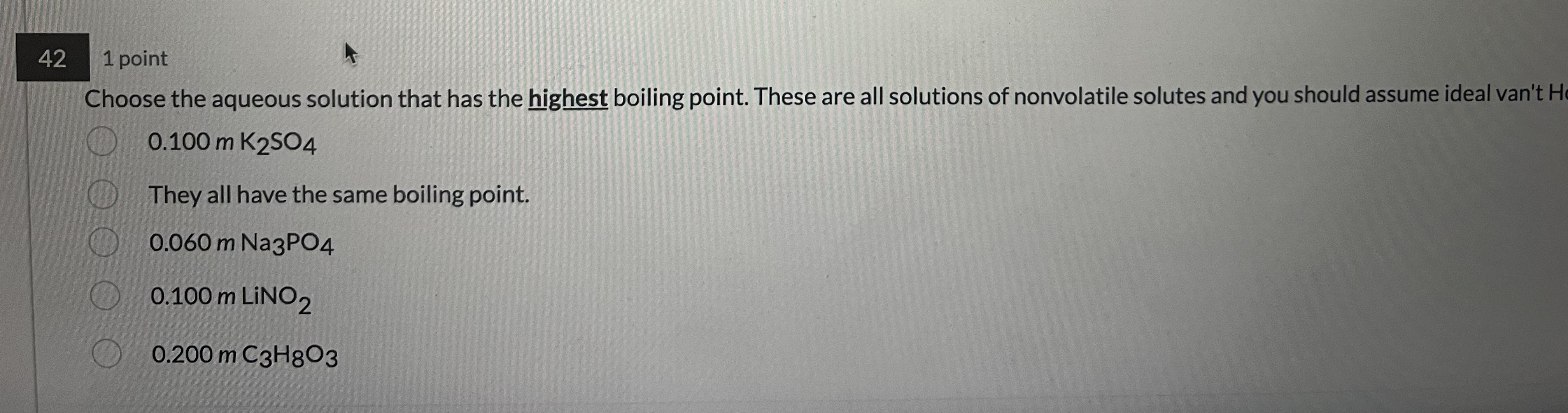 Solved Choose the aqueous solution that has the highest | Chegg.com