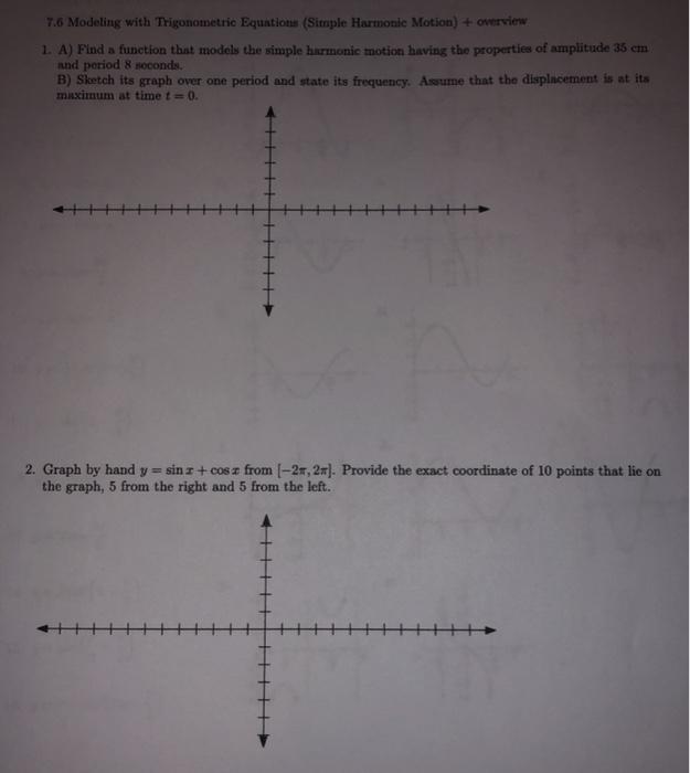 Solved 7.6 Modeling with Trigonometric Equation (Simple | Chegg.com