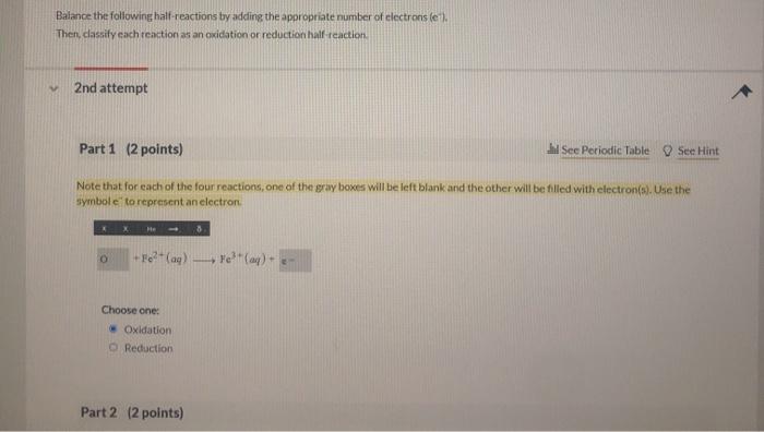 Solved Balance the following half-reactions by adding the | Chegg.com