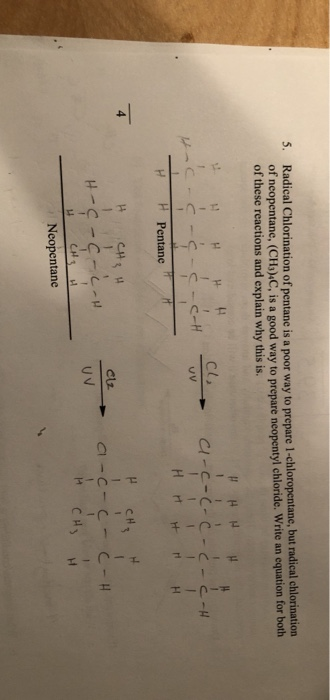 Solved 5. Radical Chlorination of pentane is a poor way to | Chegg.com