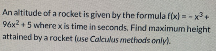 Solved An altitude of a rocket is given by the formula f(x) | Chegg.com