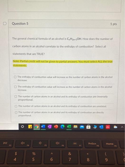 Solved D Question 5 1 pts The general chemical formula of an | Chegg.com