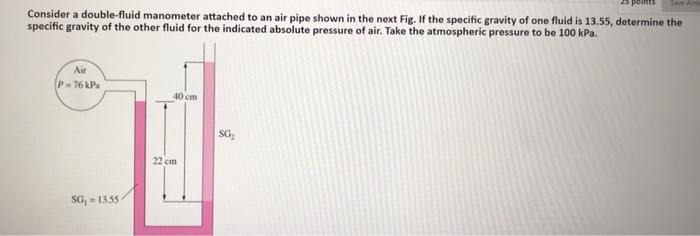 Solved e points Consider a double-fluid manometer attached | Chegg.com