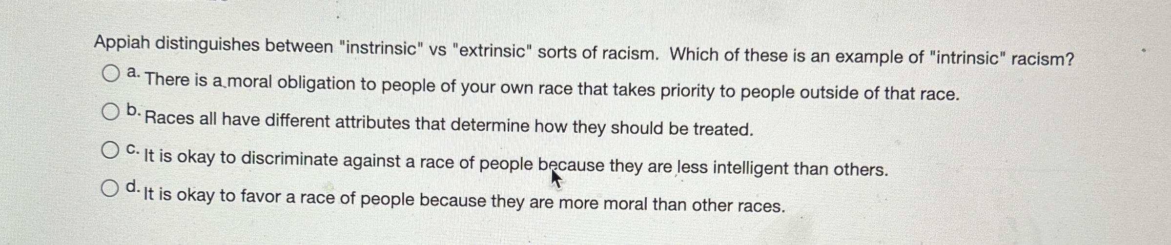 Solved Appiah distinguishes between "instrinsic" vs | Chegg.com