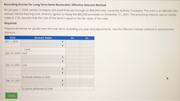 Solved Recording Entries for Long-Term Note Receivable; | Chegg.com