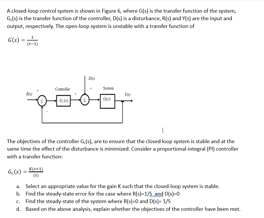 Solved A closed-loop control system is shown in Figure 6, | Chegg.com