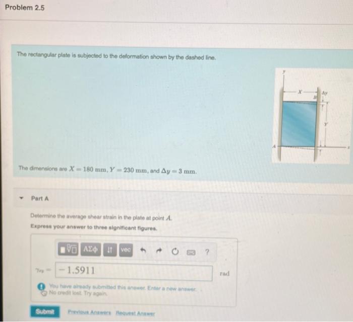 Solved Problem 2.5 The rectangular plate is subjected to the | Chegg.com