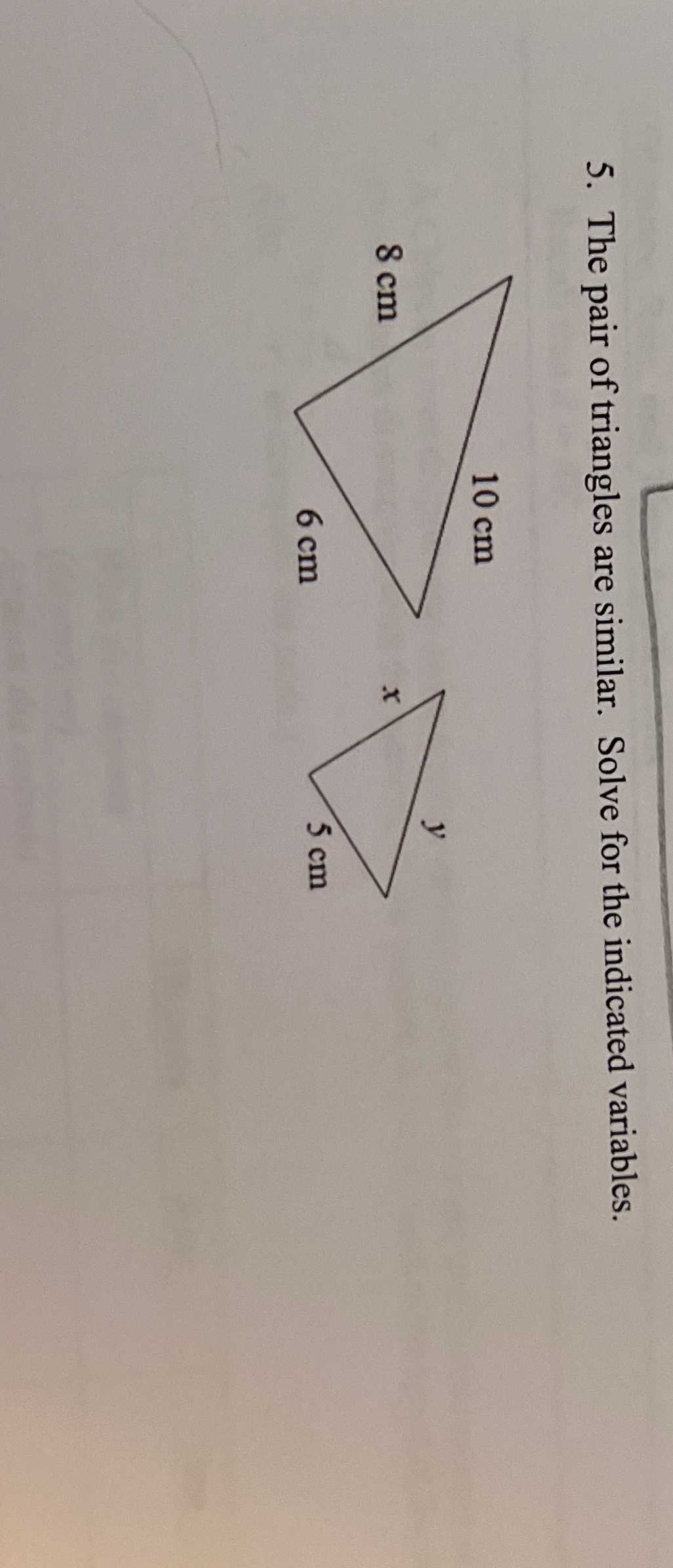 Solved The pair of triangles are similar. Solve for the | Chegg.com
