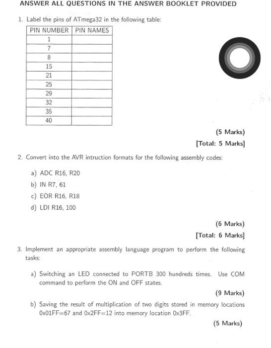 Solved ANSWER ALL QUESTIONS IN THE ANSWER BOOKLET PROVIDED | Chegg.com