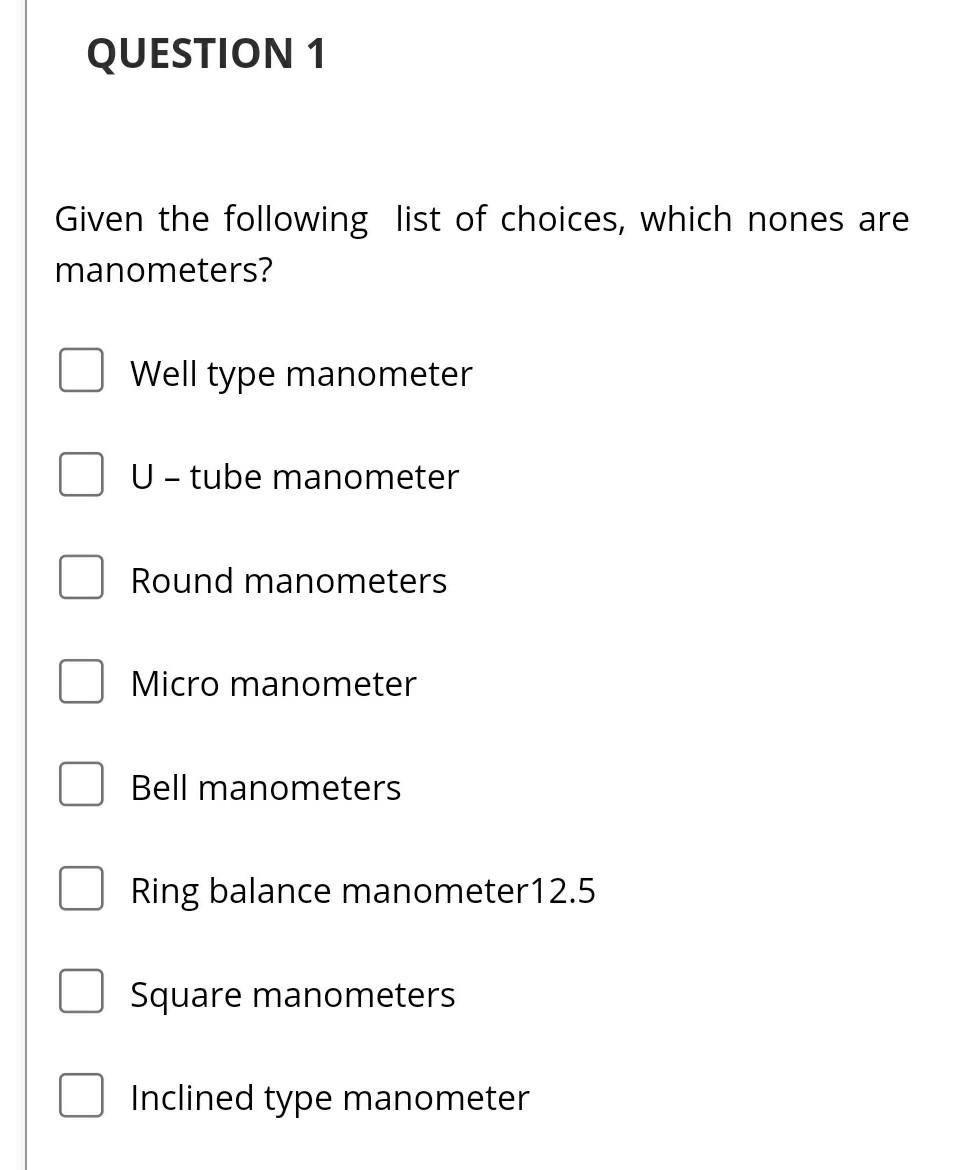 Solved QUESTION 1 Given the following list of choices, which | Chegg.com