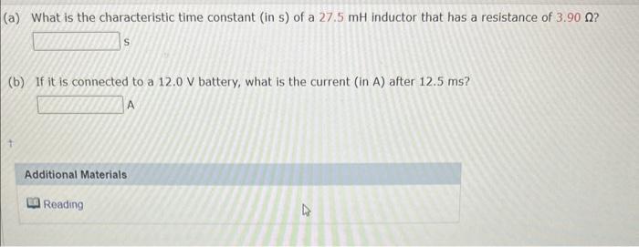Solved (a) What is the characteristic time constant (in s) | Chegg.com
