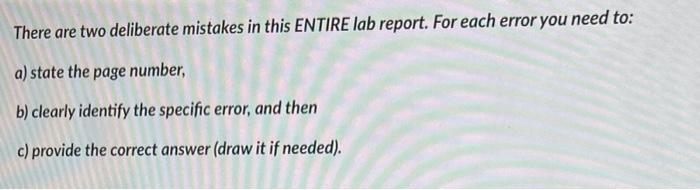 There are two deliberate mistakes in this ENTIRE lab | Chegg.com