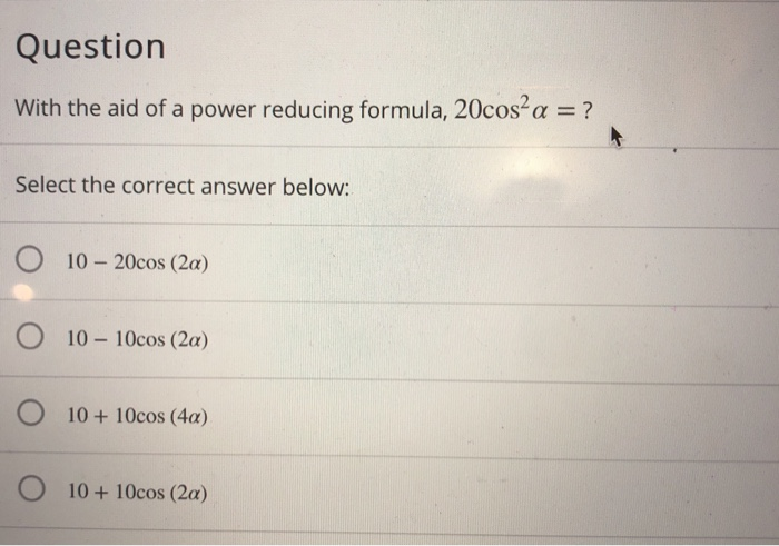 Solved Question With The Aid Of A Power Reducing Formula