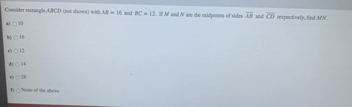 Solved Consider rectangle ABCD (not shown) with AB = 16 and | Chegg.com