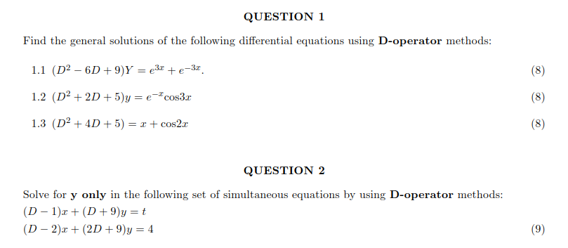 Solved QUESTION 1Find the general solutions of ﻿the | Chegg.com