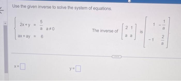 Solved Use the given inverse to solve the system of | Chegg.com