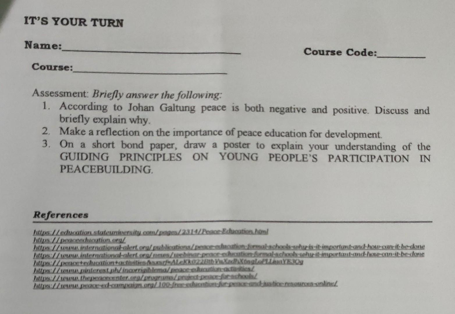 Assessment: Briefly answer the following: 1. | Chegg.com