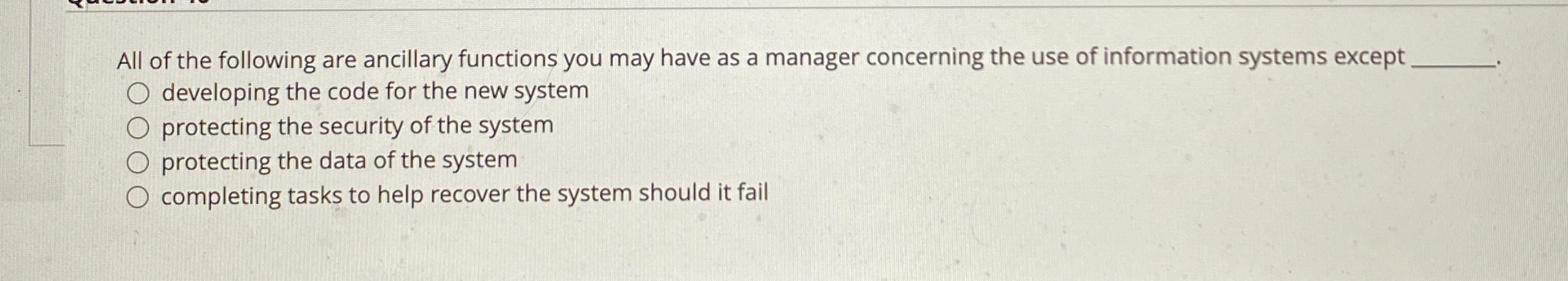 Solved All of the following are ancillary functions you may | Chegg.com