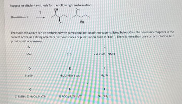 Solved Suggest an efficient synthesis for the following | Chegg.com