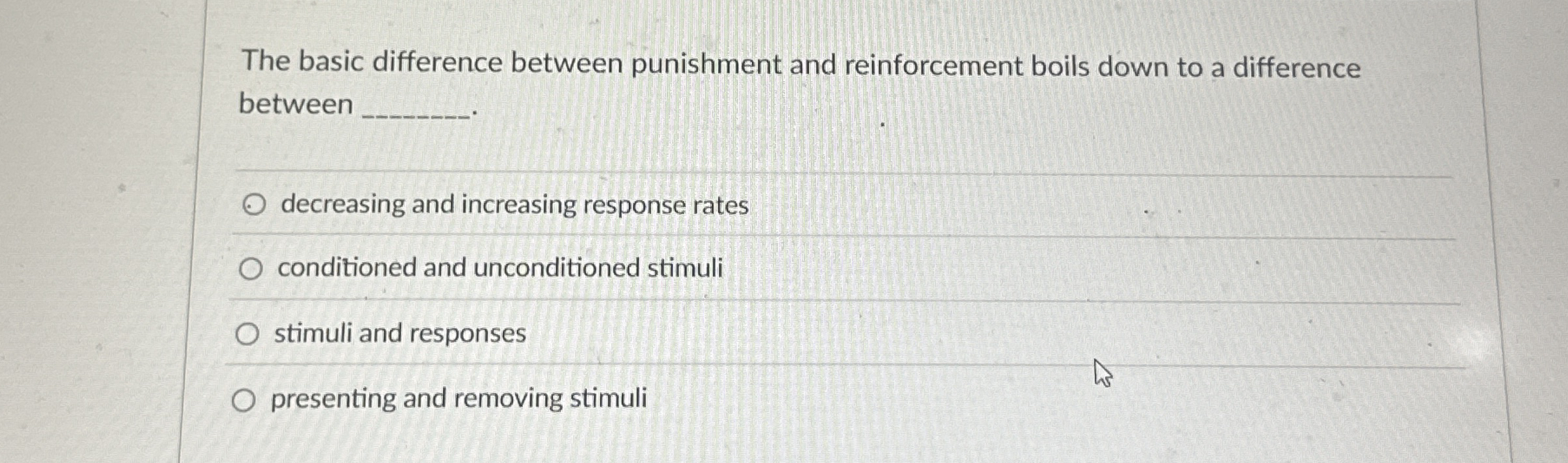 Solved The basic difference between punishment and | Chegg.com