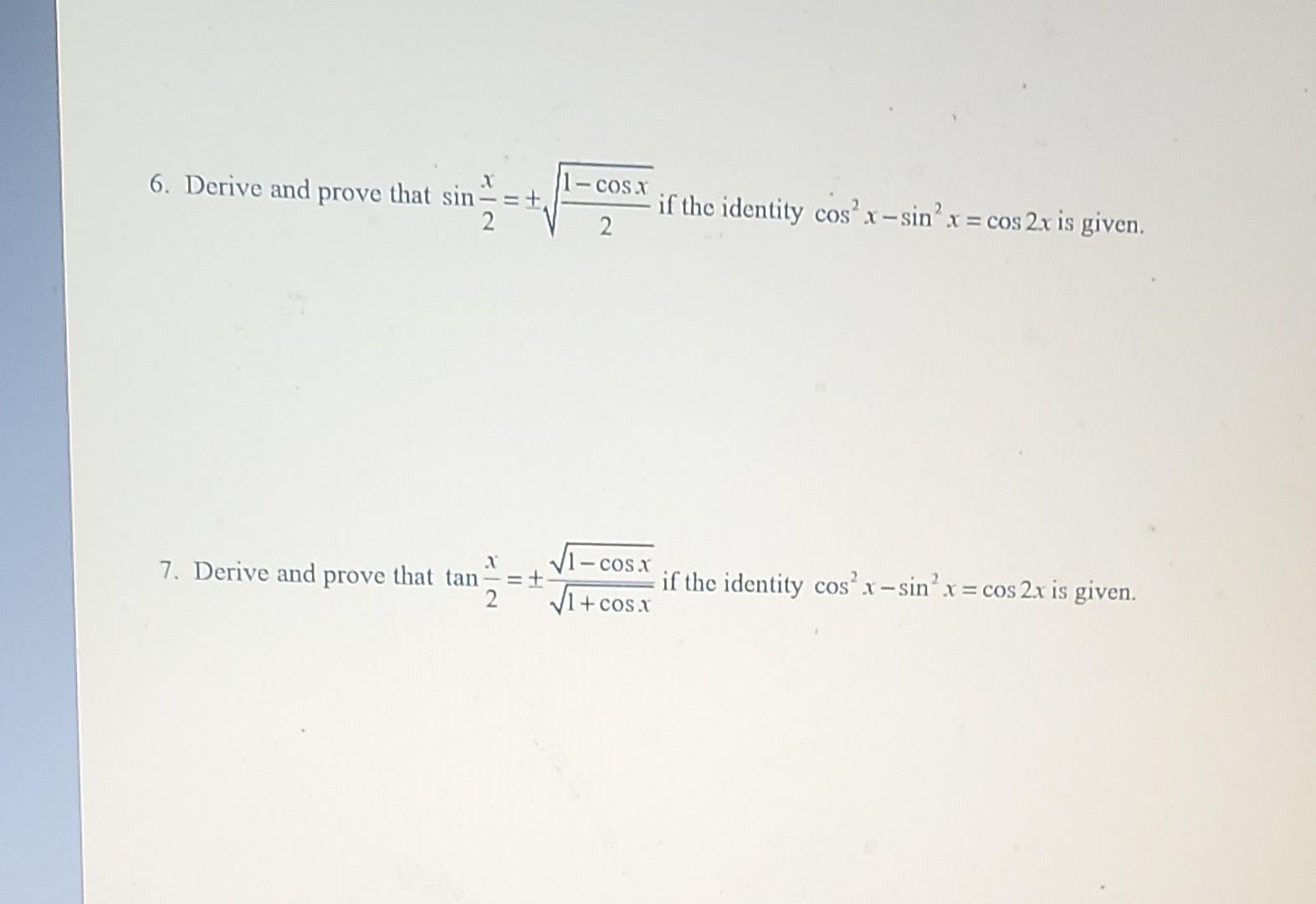 Solved 1. Derive and prove that sin2x=2sinxcosx, if the | Chegg.com
