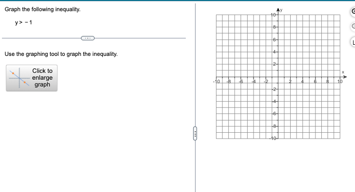 Solved Graph the following inequality.y>-1Use the graphing | Chegg.com