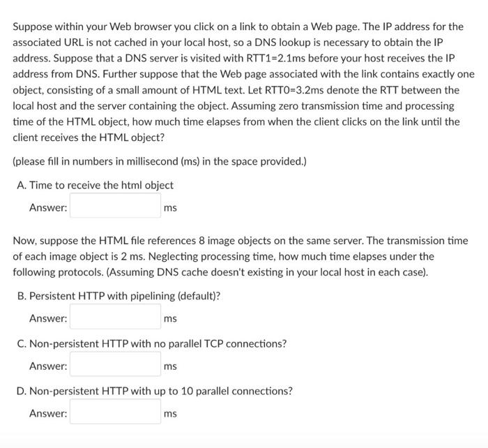 Solved Suppose within your web browser you click on a link | Chegg.com