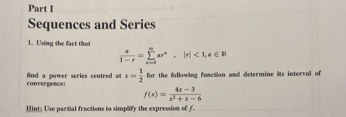 Solved Sequences and Series 1. Using the fact that | Chegg.com