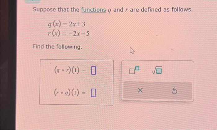 Solved Suppose that the functions q and r are defined as | Chegg.com