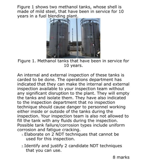 Solved Figure 1 shows two methanol tanks, whose shell is | Chegg.com