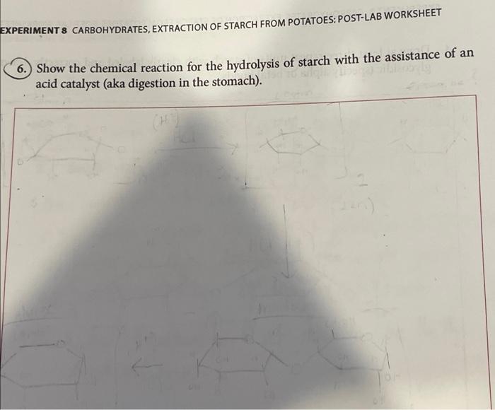 Solved EXPERIMENT 8 CARBOHYDRATES, EXTRACTION OF STARCH FROM | Chegg.com
