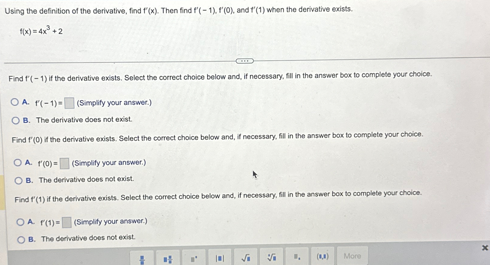 Solved Using the definition of the derivative, find f'(x). | Chegg.com