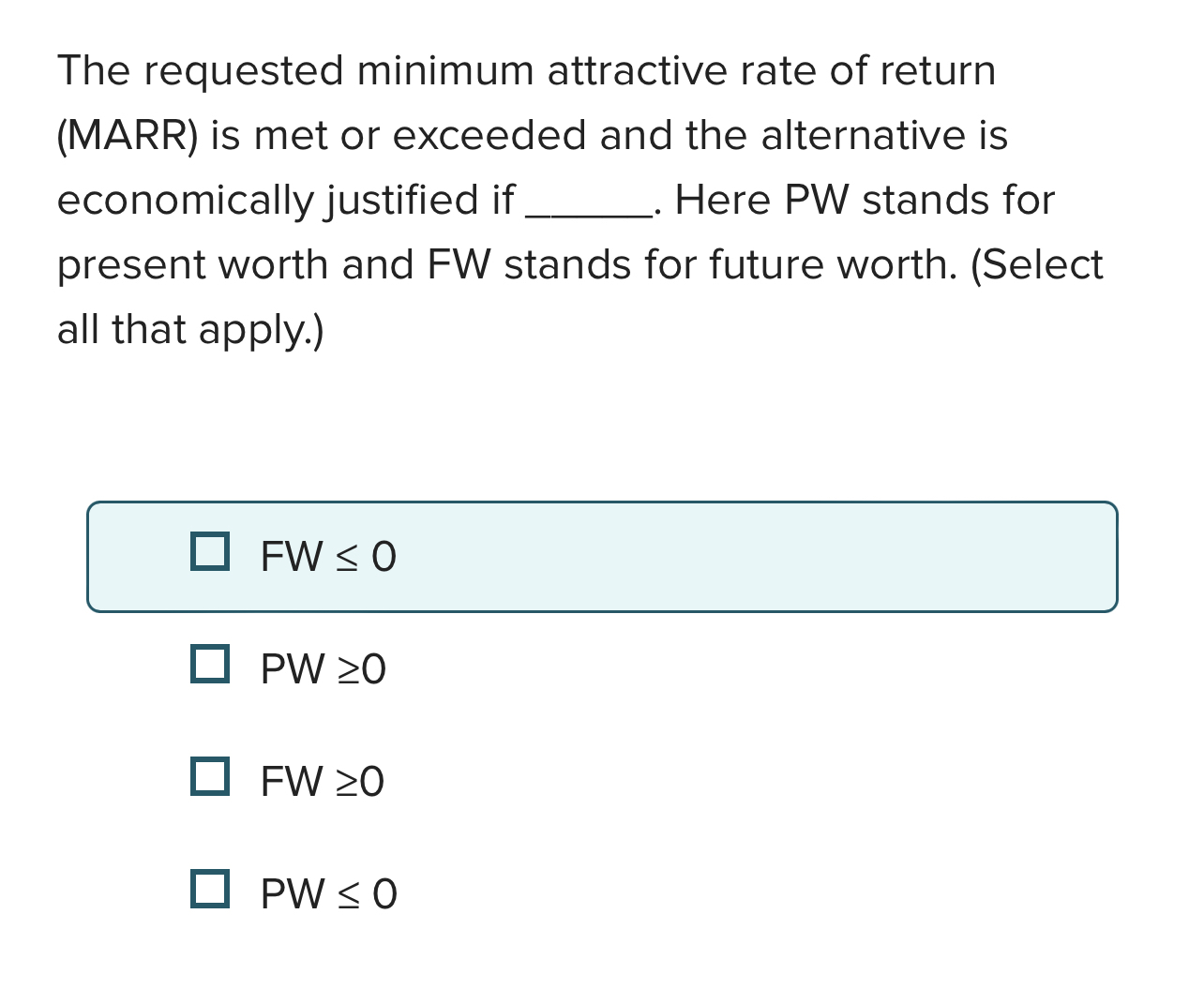 Solved The requested minimum attractive rate of return | Chegg.com