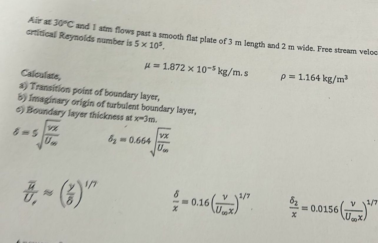 Solved Air at 30°C ﻿and 1atm flows past a smooth flat plate | Chegg.com