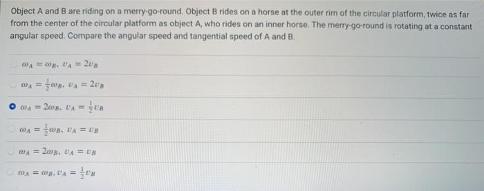 Solved Object A and B are riding on a merry-go-round. Object | Chegg.com