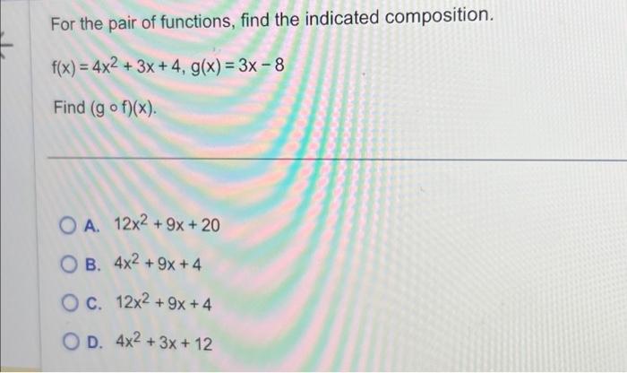 Solved For the pair of functions, find the indicated | Chegg.com
