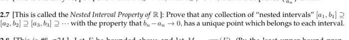 Solved 2.7 [This is called the Nested Interval Property of R | Chegg.com